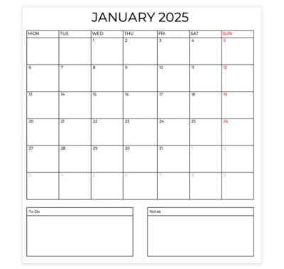 Simple 12-Month One Page Calendar - GetFreeTemplates.co