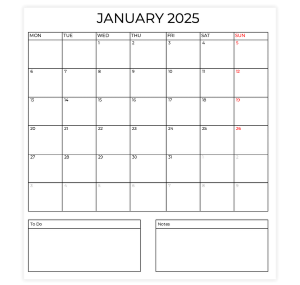 Simple 12-Month One Page Calendar - GetFreeTemplates.co