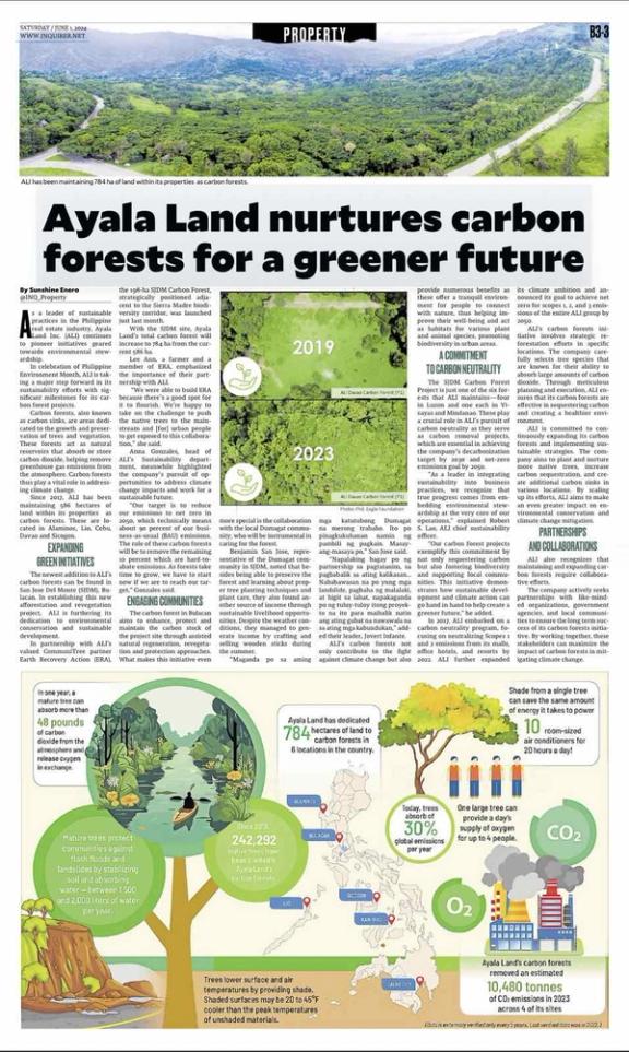 Ayala Land Nurtures Carbon Forests for a Greener Future