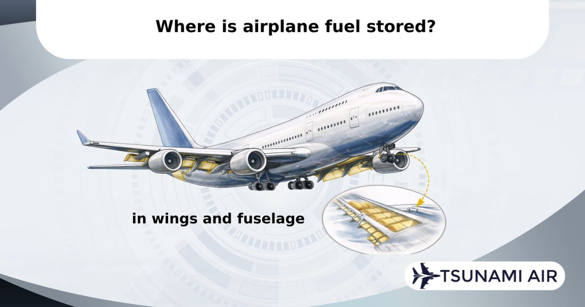 Where is airplane fuel stored?