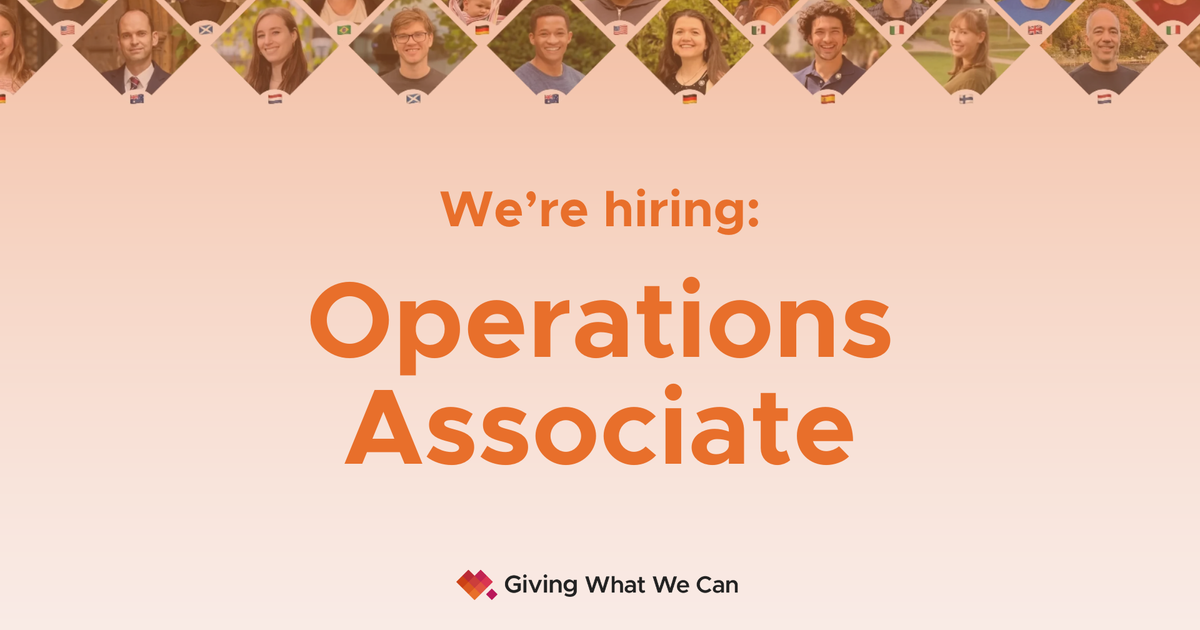 [Applications Closed] Operations Associate · Giving What We Can
