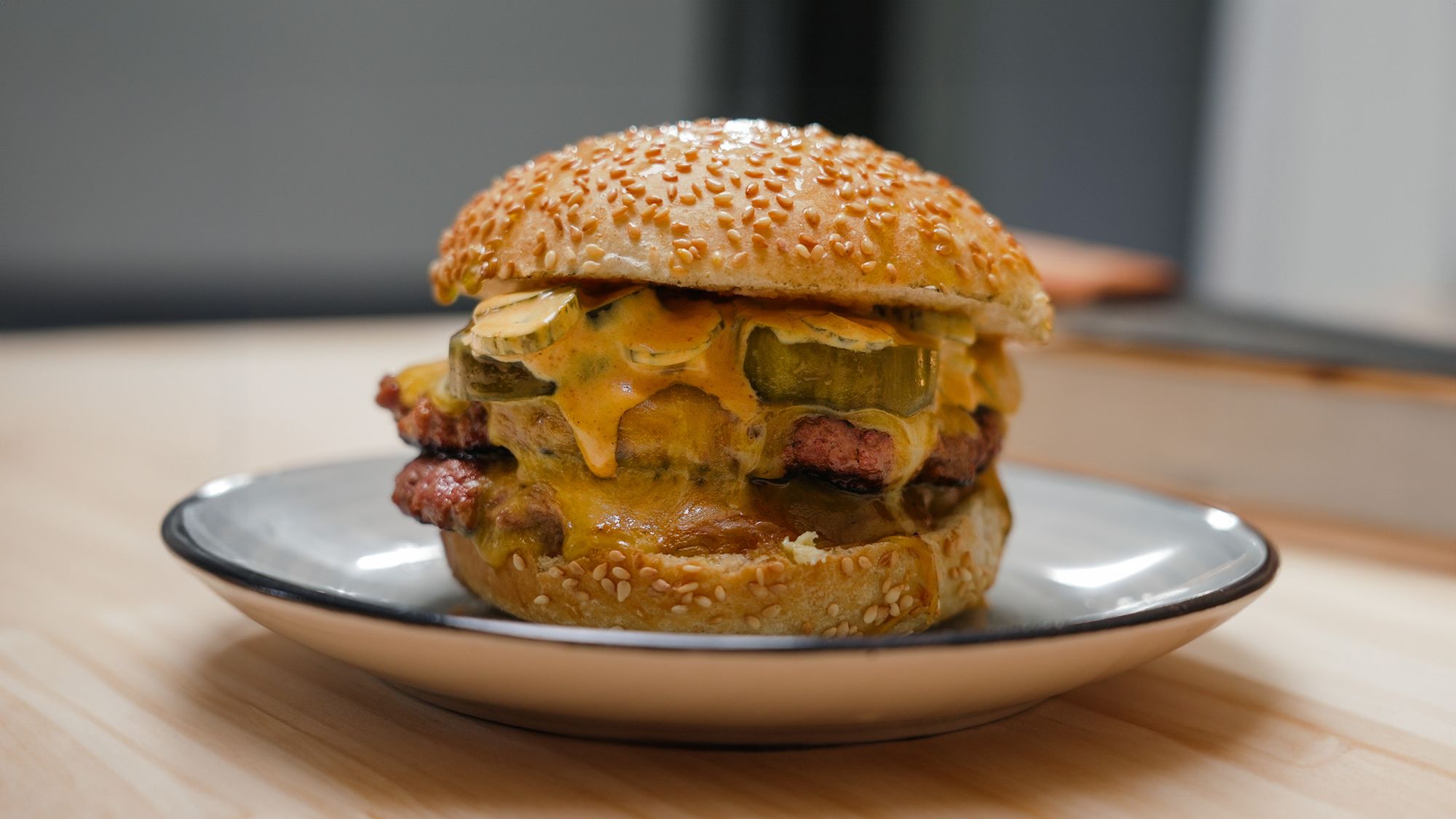 Beef Smash Burger with Bones Pickles and Burger Sauce | StoryBites