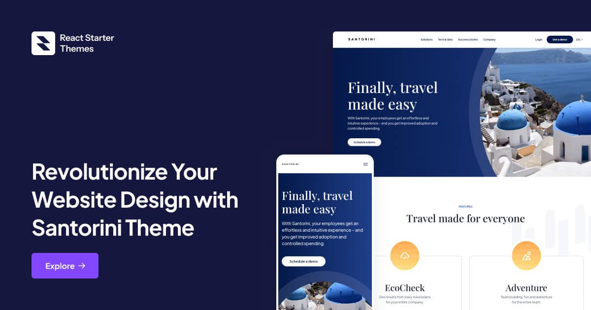 Santorini: Gatsby SaaS Marketing Site Template - React Starter Themes