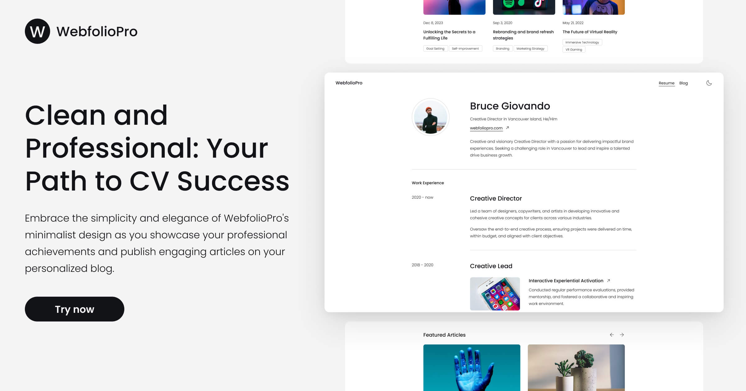 Webfolio Pro: Next.js Resume & Blog Template - React Starter Themes Premium Next.js Template