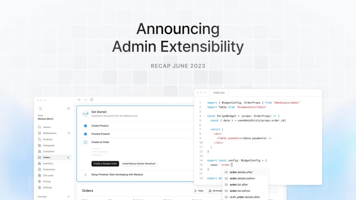 Medusa - Announcing Admin Extensions Medusa - Announcing Admin Extensions