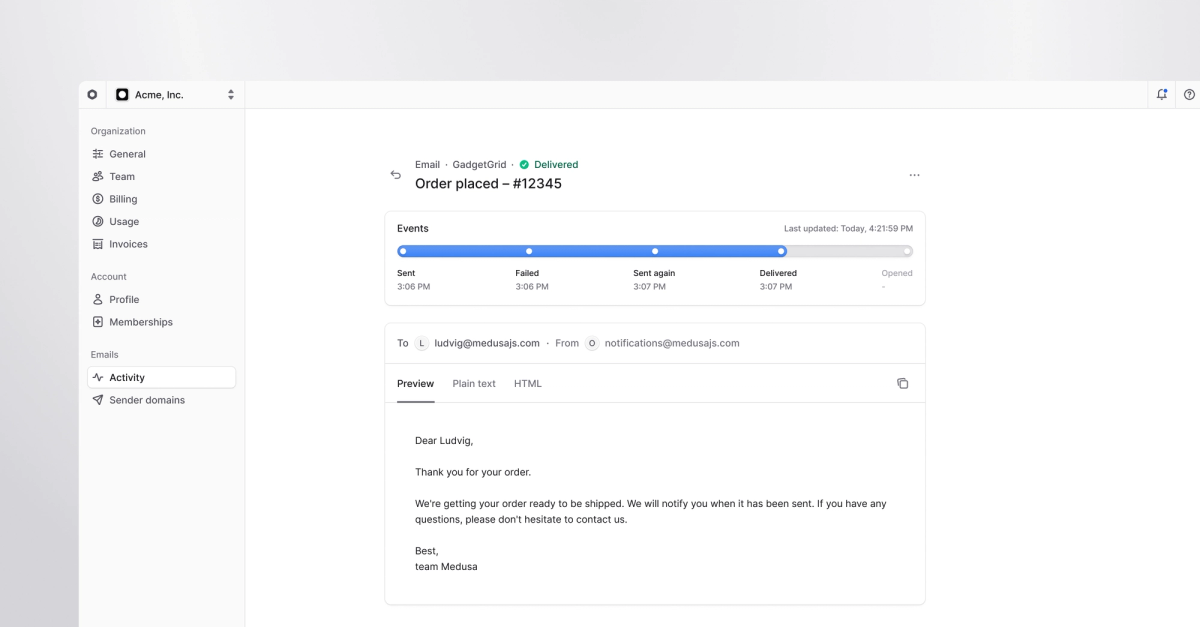 Medusa - Announcing Medusa Emails