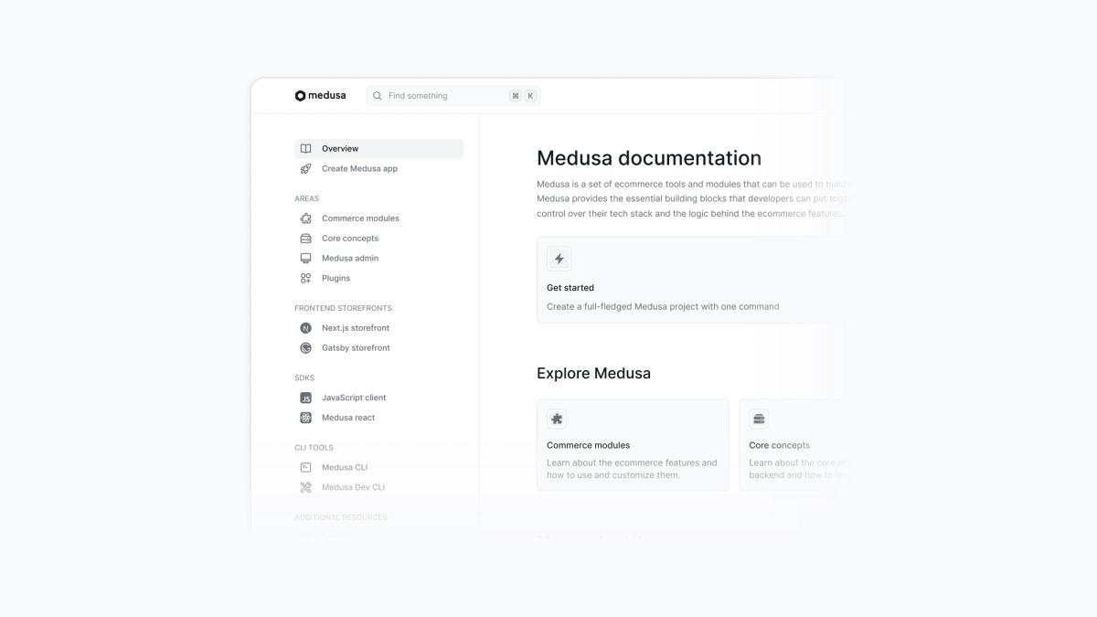 Medusa - Announcing Medusa’s New Documentation