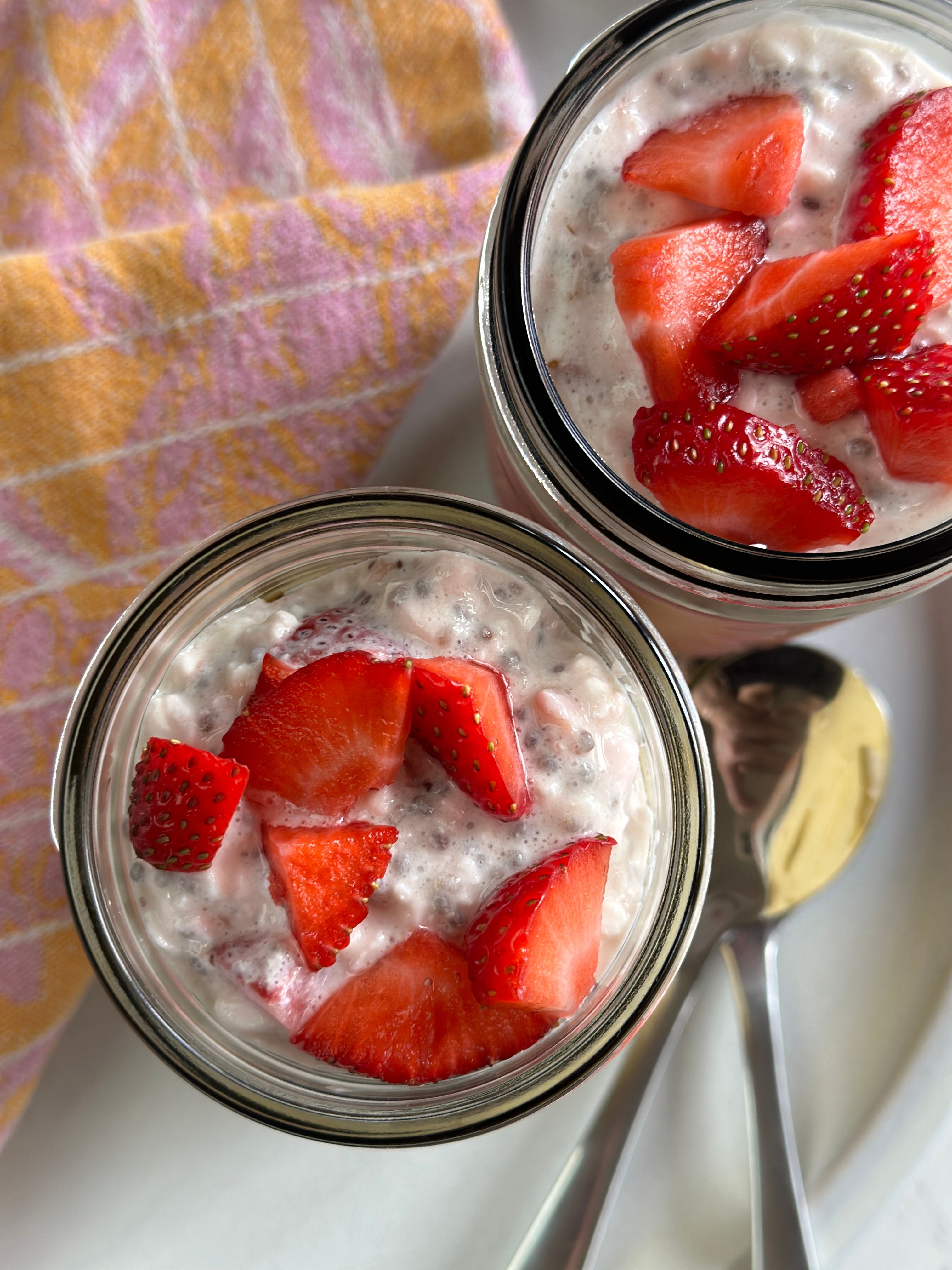 Strawberry Cottage Cheese Chia Cups with Organic Valley