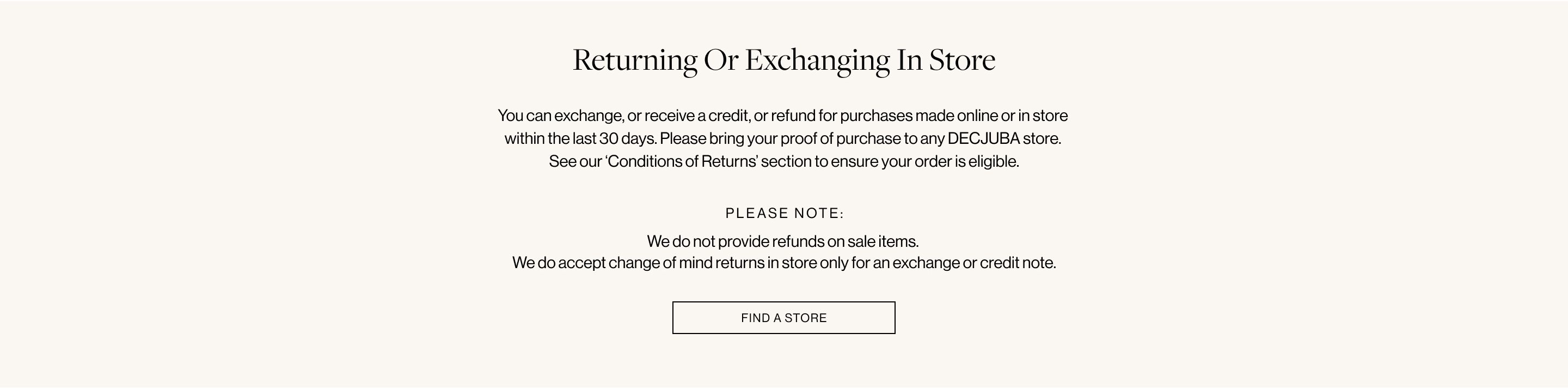 RETURNS & EXCHANGES | DECJUBA