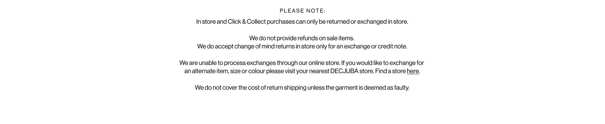 RETURNS & EXCHANGES | DECJUBA
