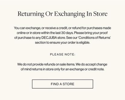 RETURNS & EXCHANGES | DECJUBA