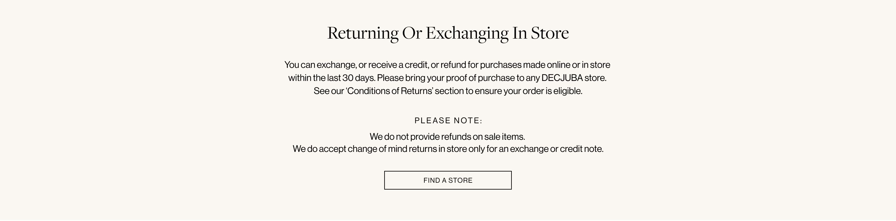 RETURNS & EXCHANGES | DECJUBA