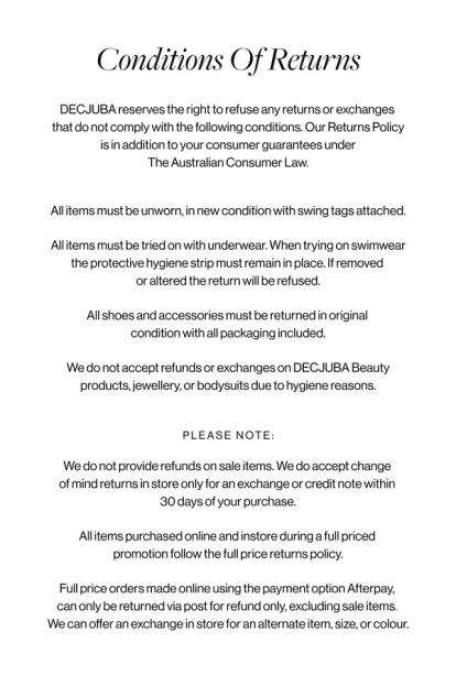 RETURNS & EXCHANGES | DECJUBA