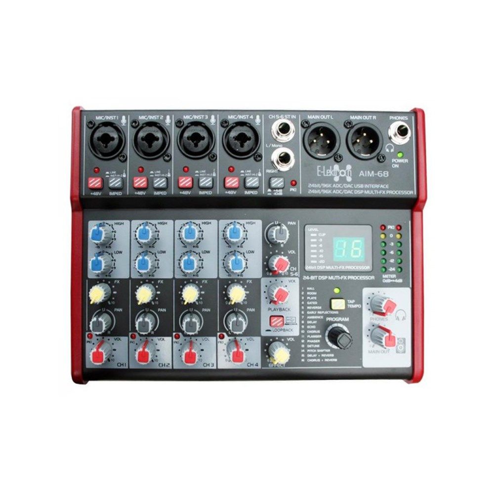 E-lektron AIM-68 Audio Mixer w/ 4x Mic Preamps, DSP Multi-FX & USB ...