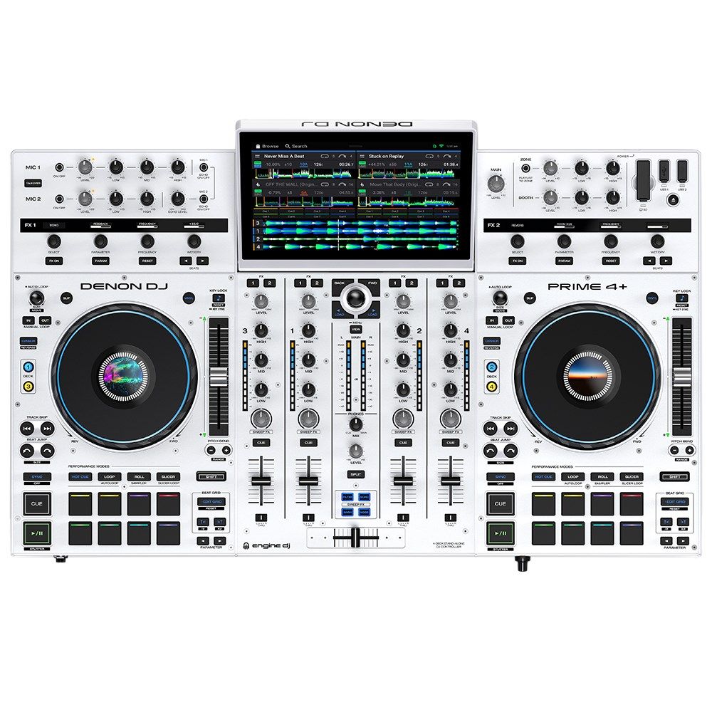 Denon Prime 4+ Standalone 4-Deck DJ System (Special Edition White)