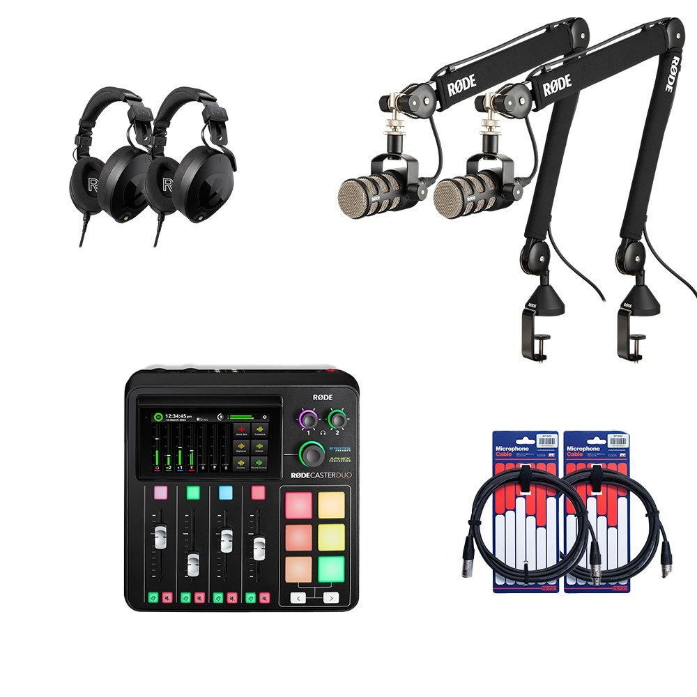 Rode RodeCaster Duo Podcasting Pack w/ 2x PodMic, 2x NTH100, 2 x PSA1 ...