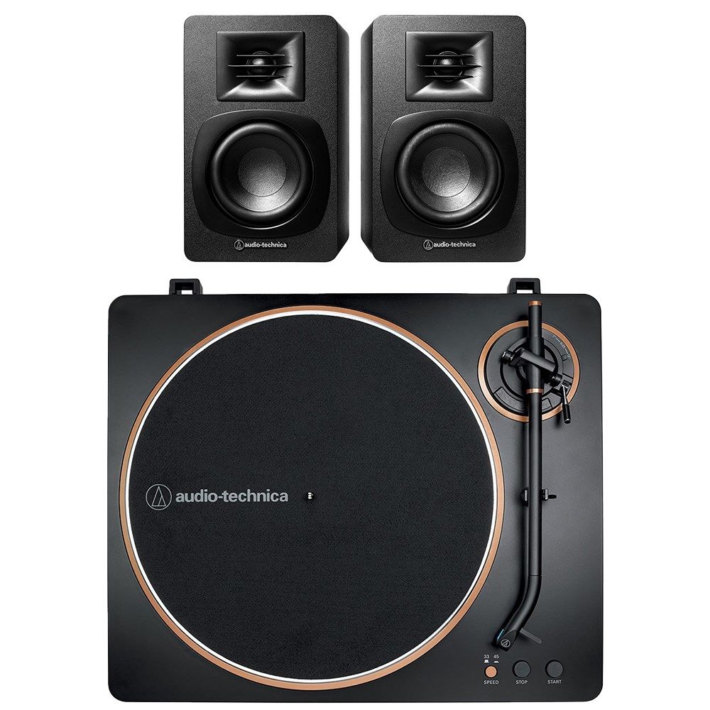 Audio Technica LP70X Turntable Bundle w/ SP3X Speakers (Black/Bronze)