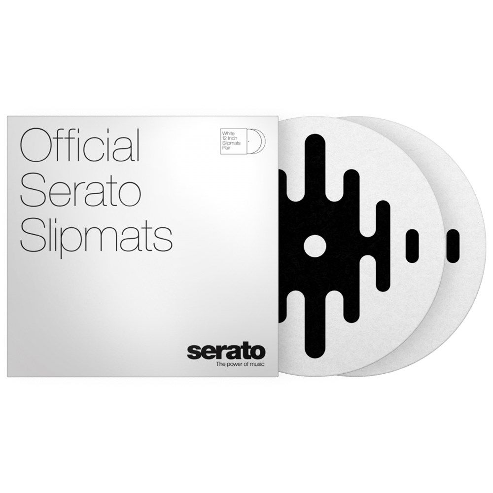 Serato DJ Pro Logo Slipmats (White w/ Black Logo) - Pair