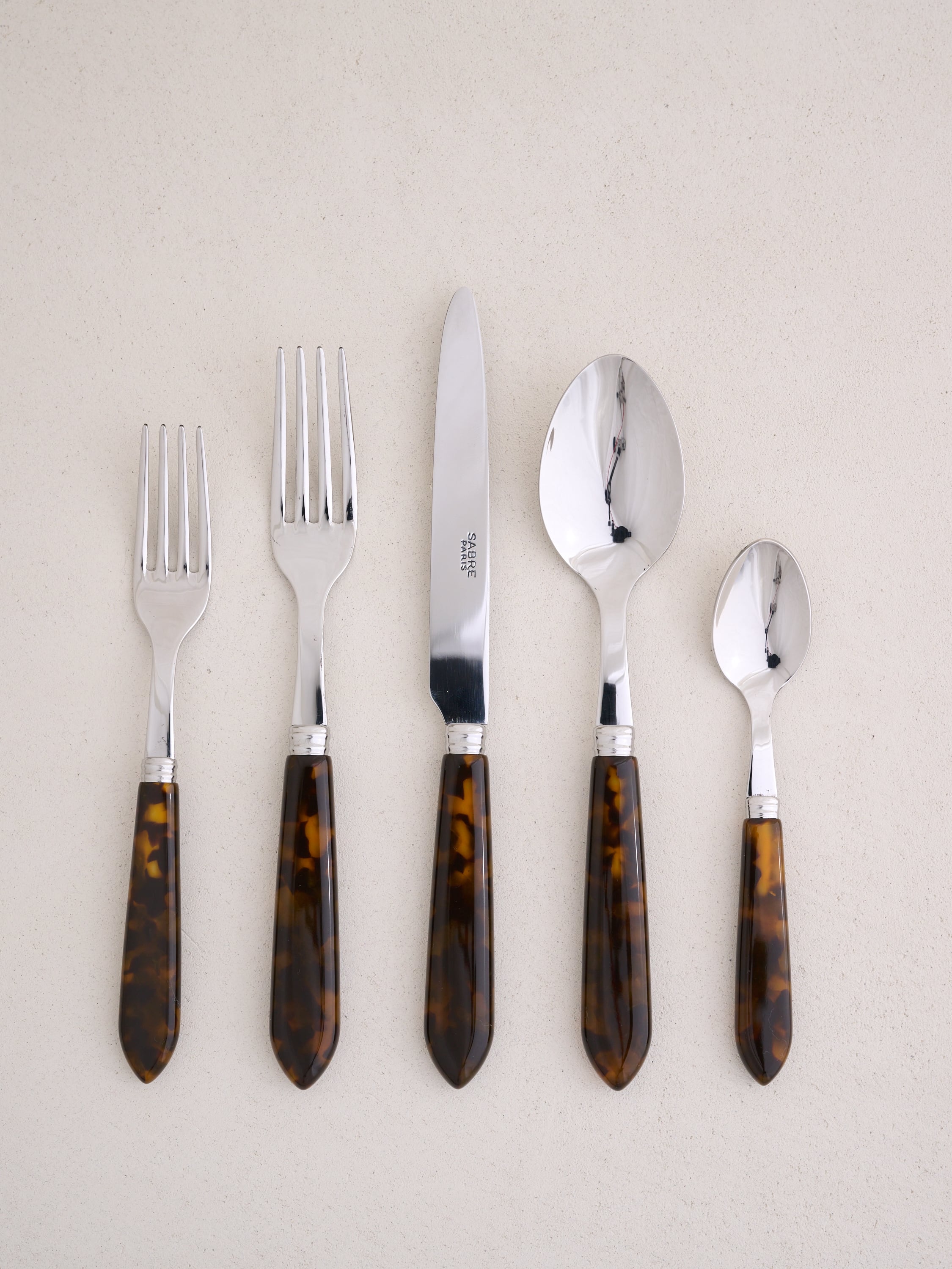 Sabre Faux Tortoise Acrylic Flatware, Set of 6 | Ken Fulk
