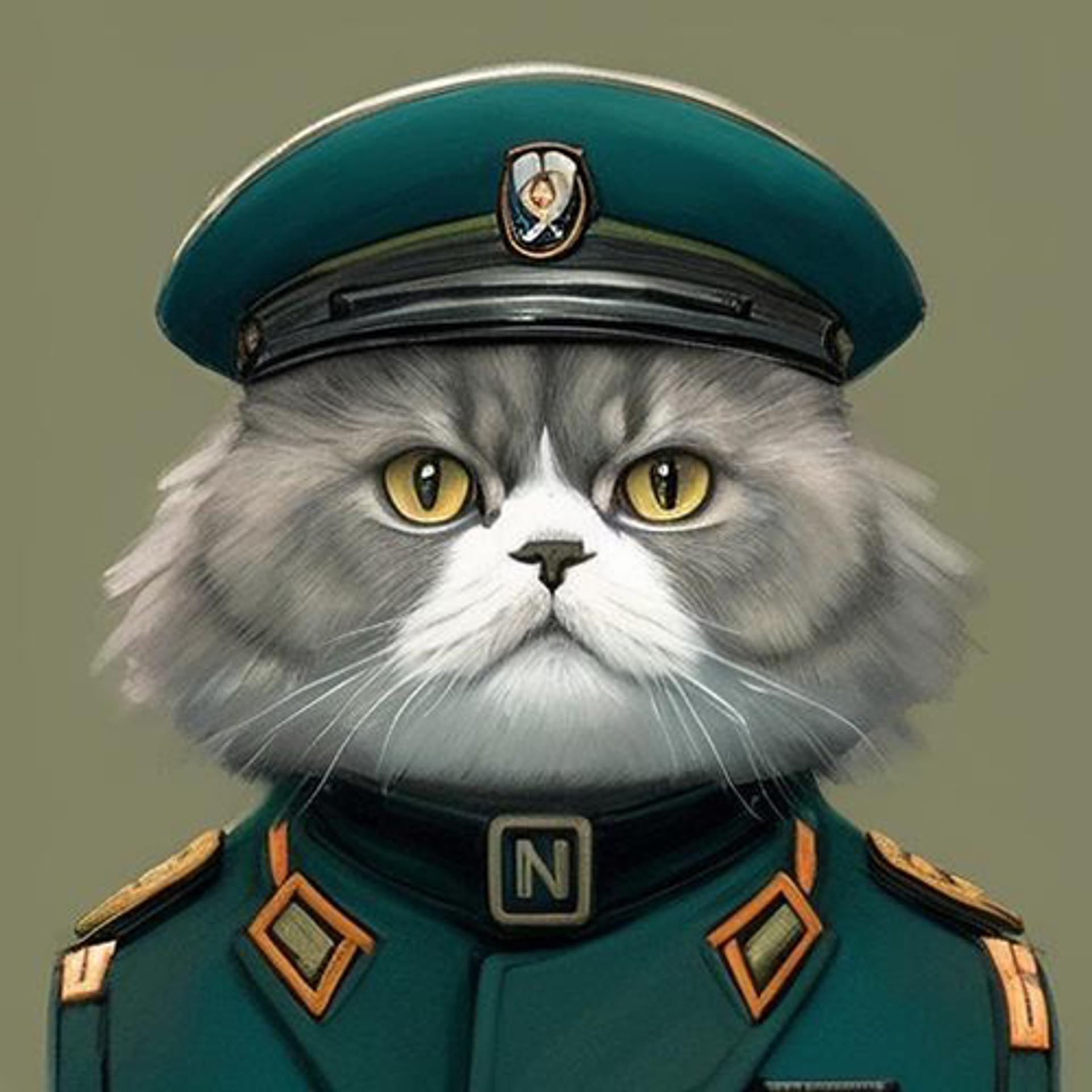Unique portrait of your cat in uniform