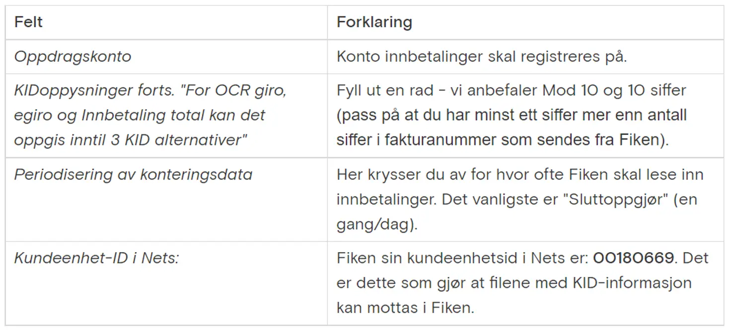 Se spesielt på følgende felt: