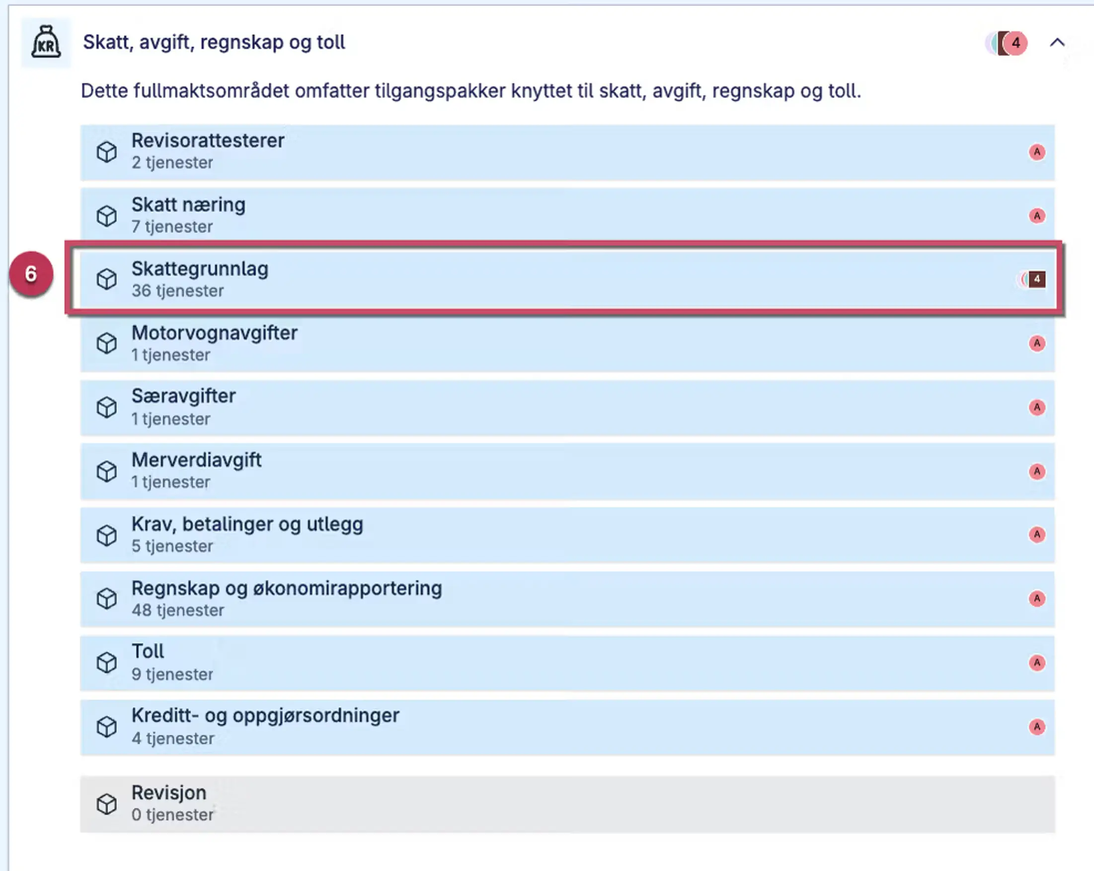 Legg til «Skattegrunnlag» tilgangspakke