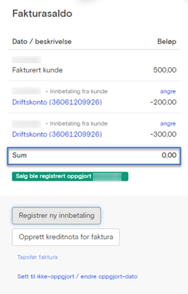 1.4. Kunden din har betalt for lite på en faktura
