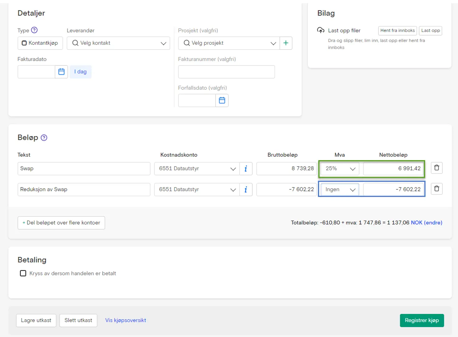 2. De fortløpende månedlige fakturaene