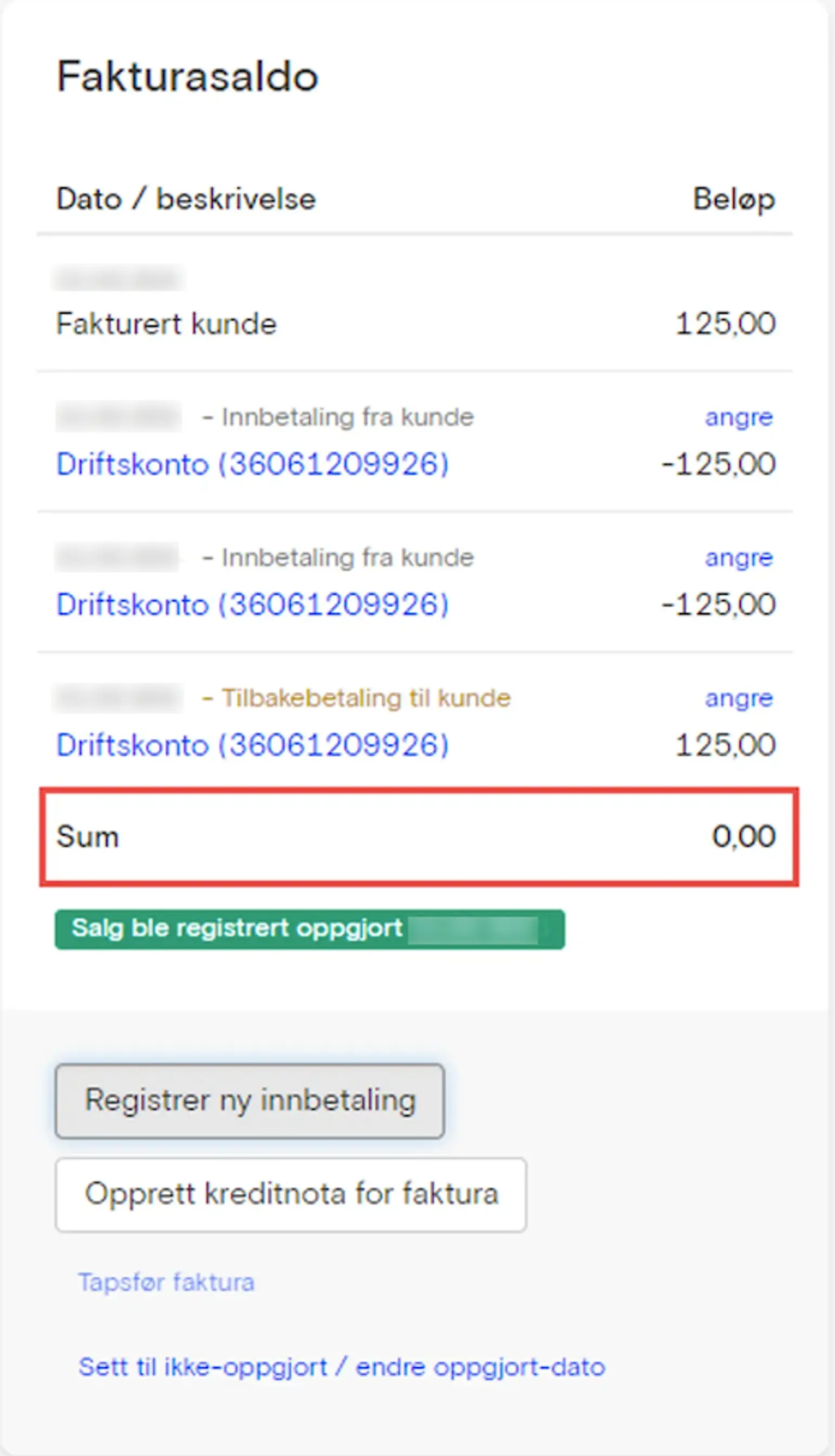 1.3. Kunden din deler opp innbetaling for en faktura