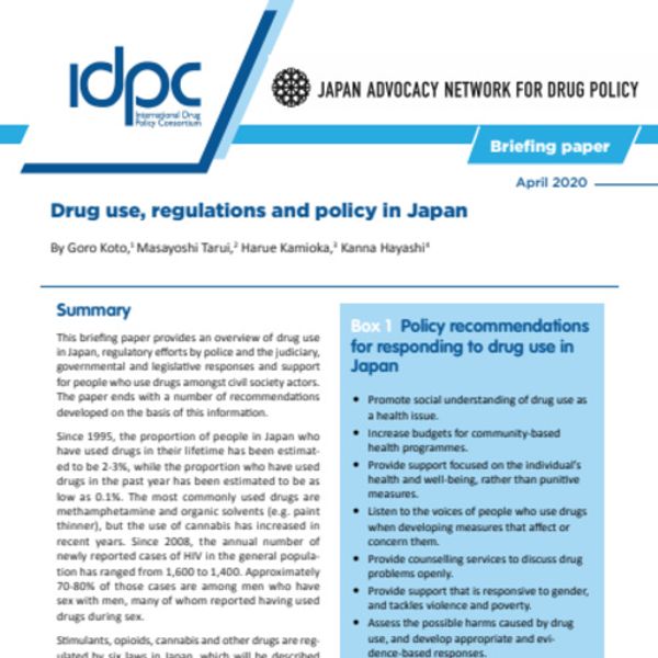 Drug use, regulations and policy in Japan - International Drug Policy ...