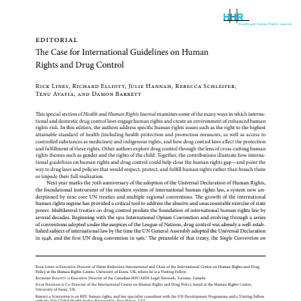 The case for International Guidelines on human rights and drug control ...