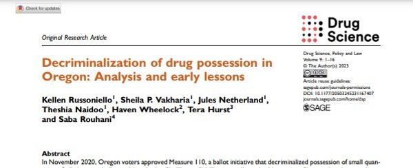 Decriminalization of drug possession in Oregon: Analysis and early ...