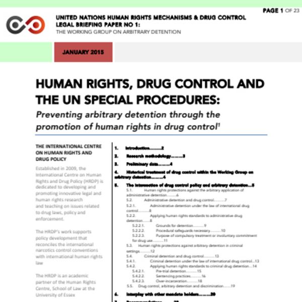 Human rights, drug control and the UN special procedures: Preventing ...