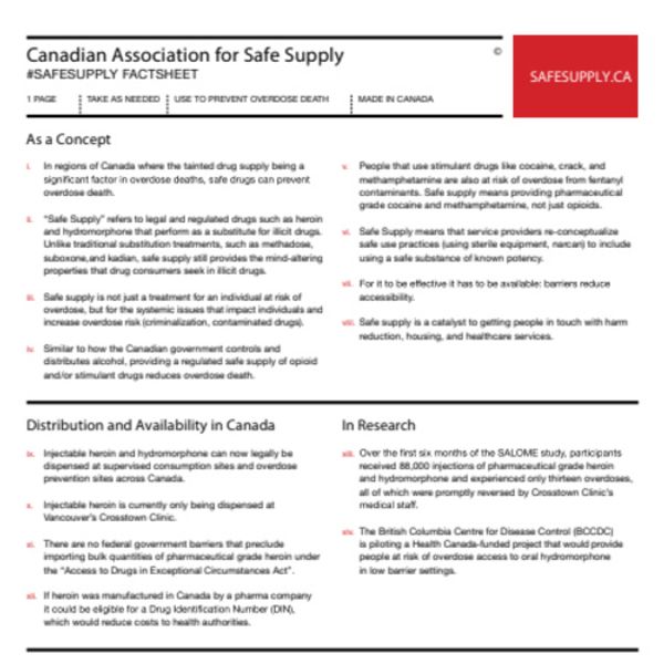 Safe supply fact sheet - International Drug Policy Consortium (IDPC)