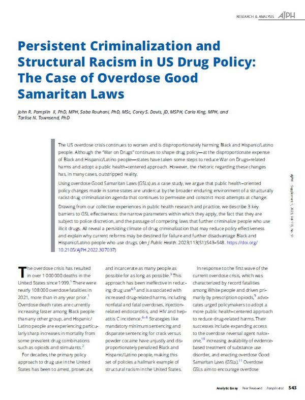 Persistent criminalization and structural racism in US drug policy: The ...