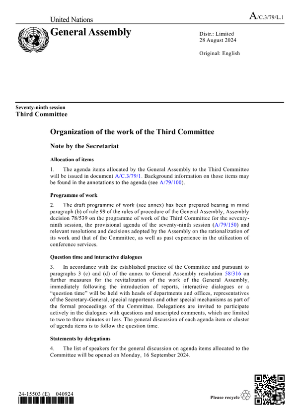 UN General Assembly 79th session - Third Committee - International Drug Policy Consortium (IDPC)