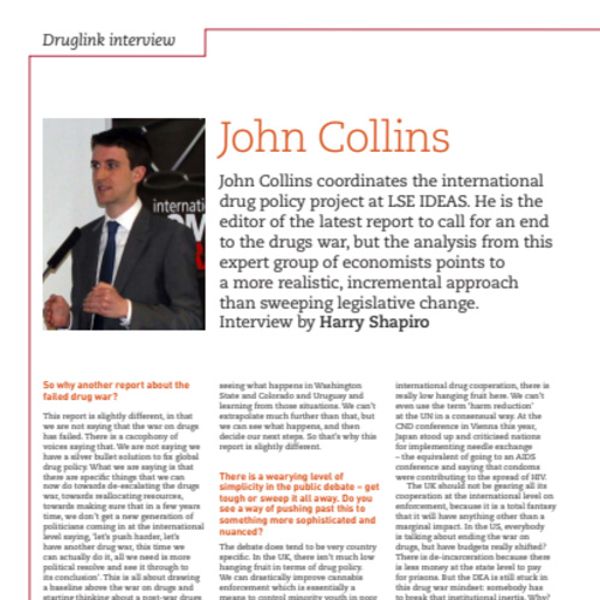 Druglink interview with John Collins on the economics of drug policy ...
