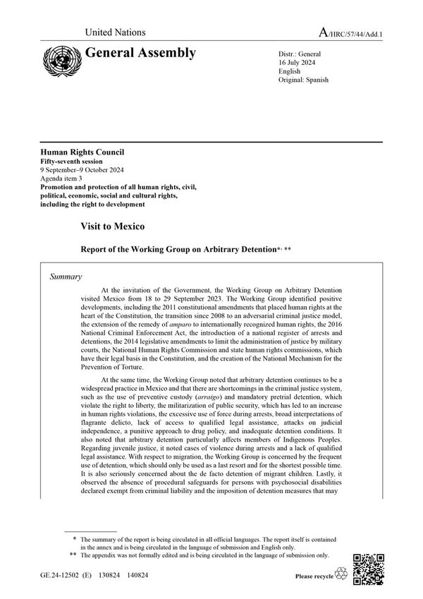 Visit to Mexico - Report of the UN Working Group on Arbitrary Detention - International Drug ...