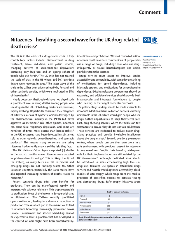 Nitazenes—heralding a second wave for the UK drug-related death crisis ...