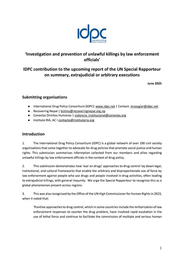 Triggering injustice: State violence in the name of drug control — IDPC joint submission to the ...
