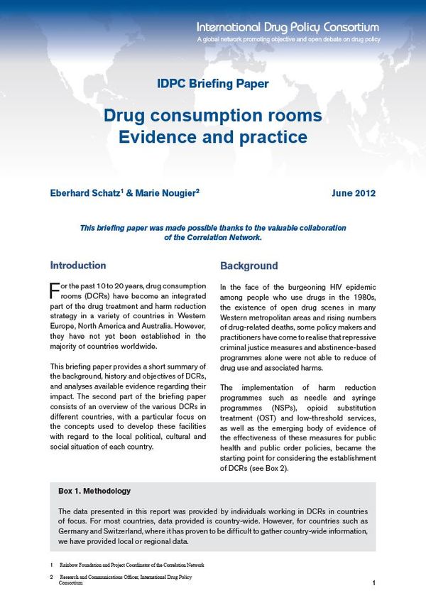 IDPC Briefing Paper - Drug consumption rooms: Evidence and practice - International Drug Policy ...