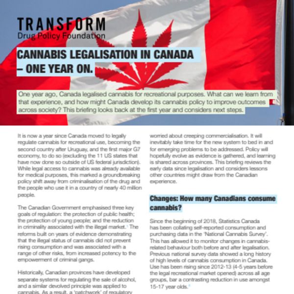 Cannabis legalisation in Canada – One year on - International Drug ...