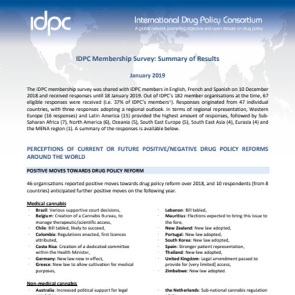 IDPC Membership Survey 2018: Summary of results - International Drug Policy Consortium (IDPC)