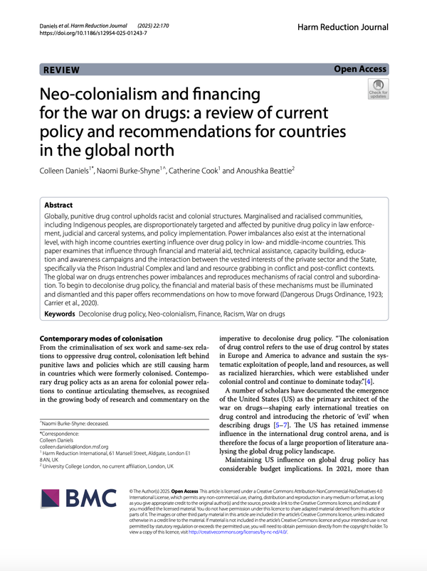 Neo‑colonialism and financing for the war on drugs: a review of current ...