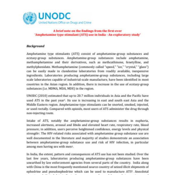 Amphetamine type stimulant (ATS) use in India - An exploratory study ...