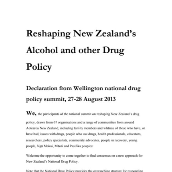 Reshaping New Zealand’s alcohol and other drug policy declaration ...