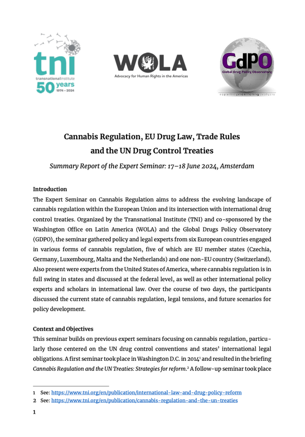 Cannabis regulation, EU drug law, trade rules and the UN drug control ...