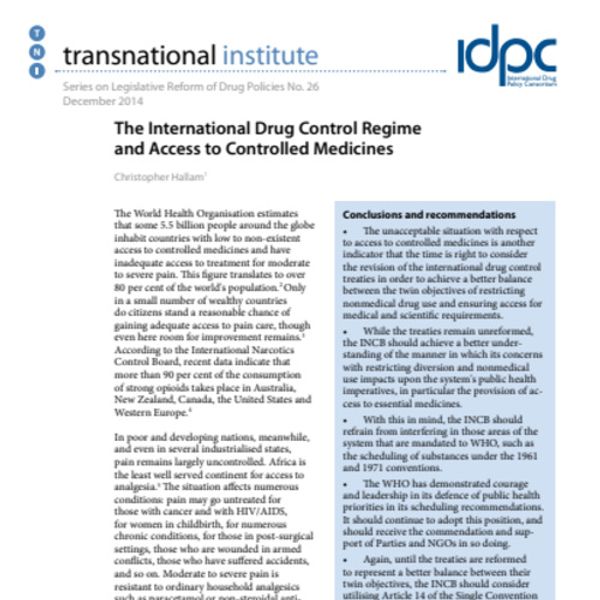 The international drug control regime and access to controlled ...