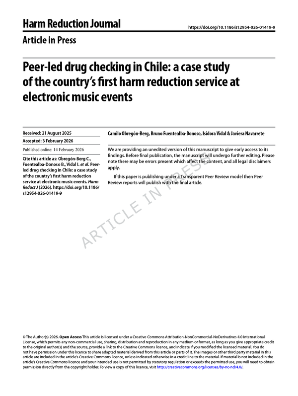 Peer-led drug checking in Chile: a case study of the country’s first ...