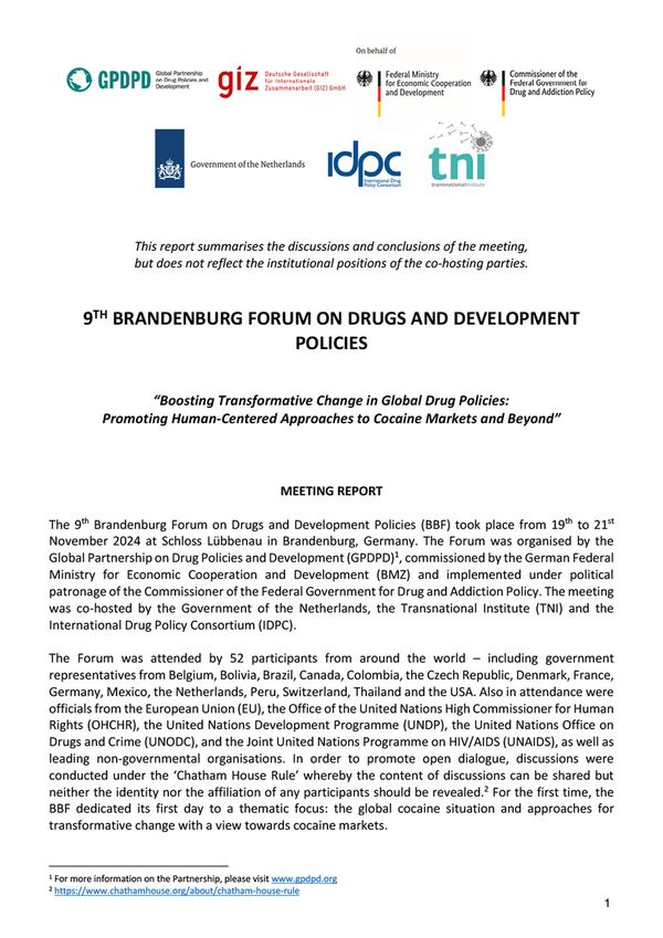9th Brandenburg Forum on Drugs and Development Policies report ...